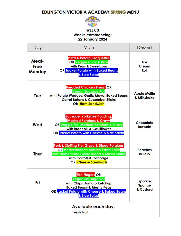 edlington Victoria academy exceed learning partnership | school meals