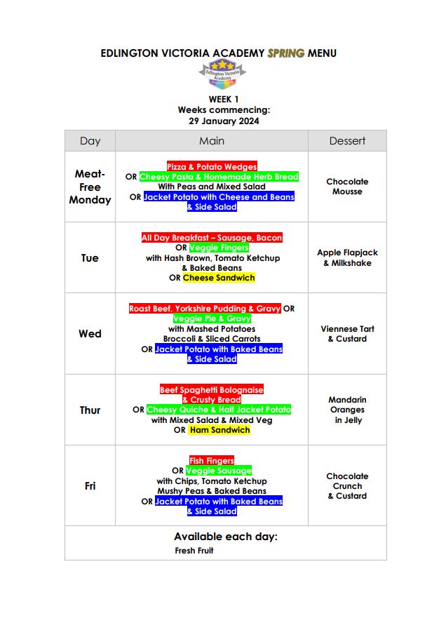 edlington Victoria academy exceed learning partnership | school meals