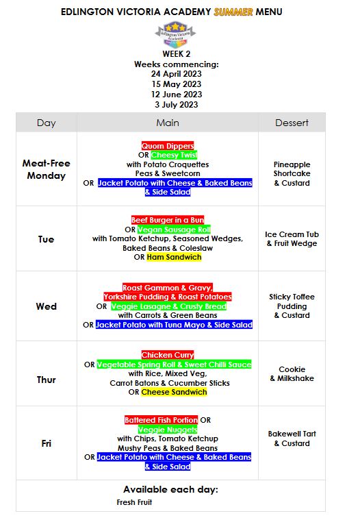 edlington Victoria academy exceed learning partnership | school meals